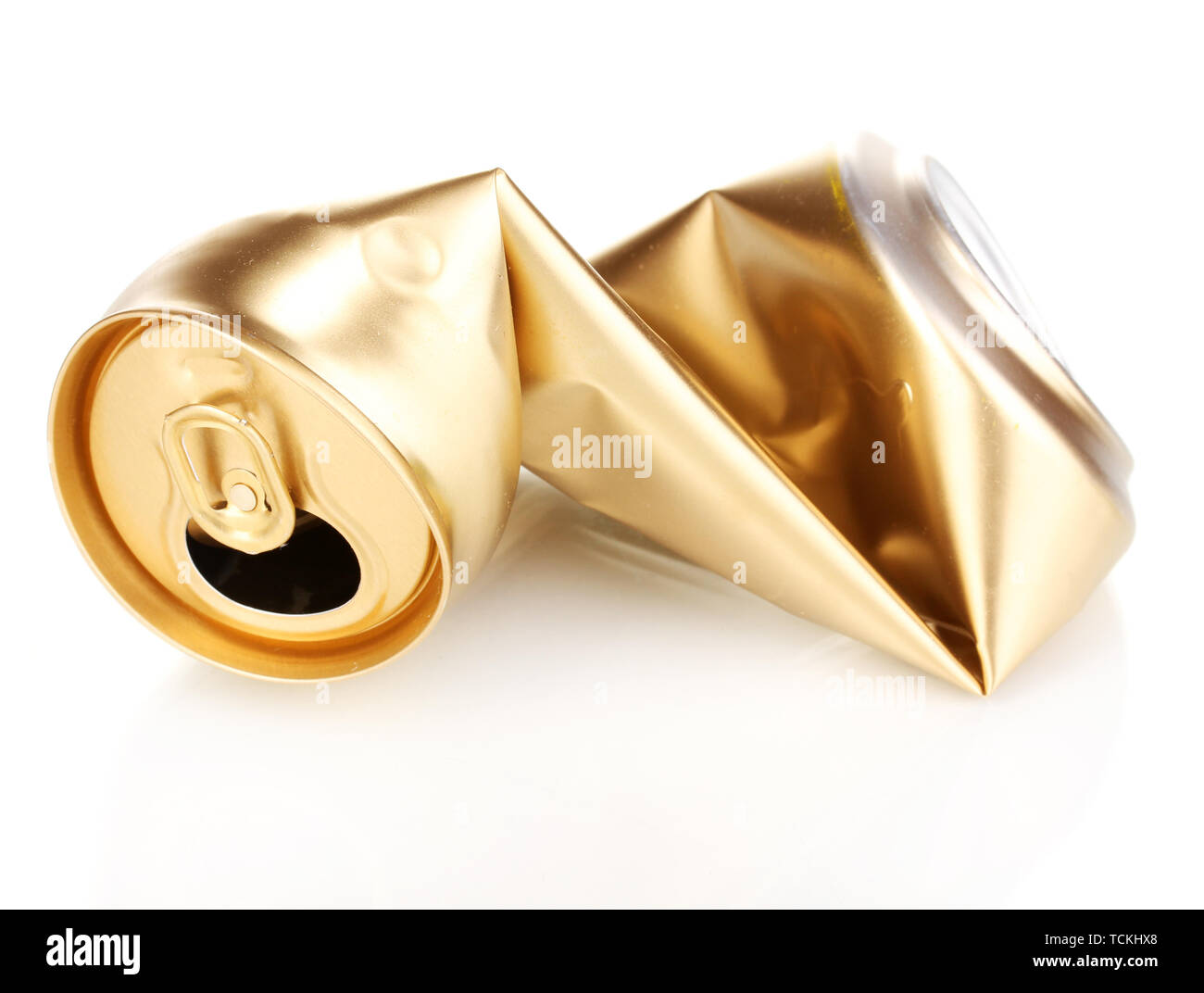 crumpled empty can isolated on white Stock Photo - Alamy