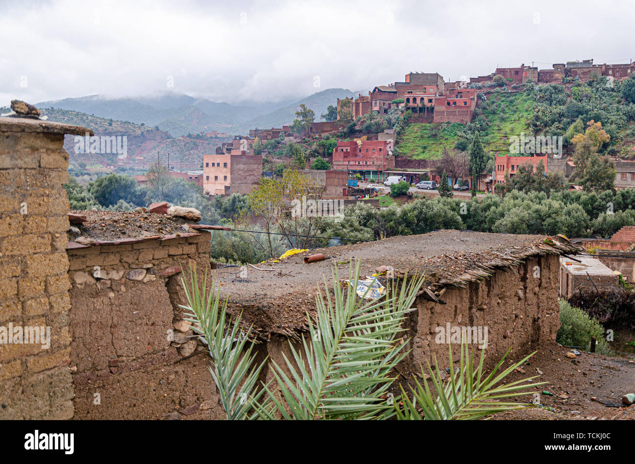 Berber villages in the ourika valley in the high Atlas mountains ...