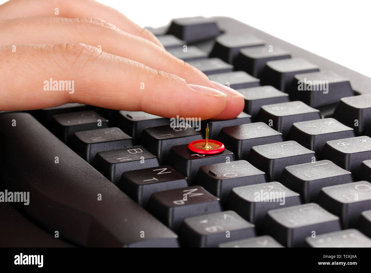Painful typing on keyboard close-up Stock Photo - Alamy