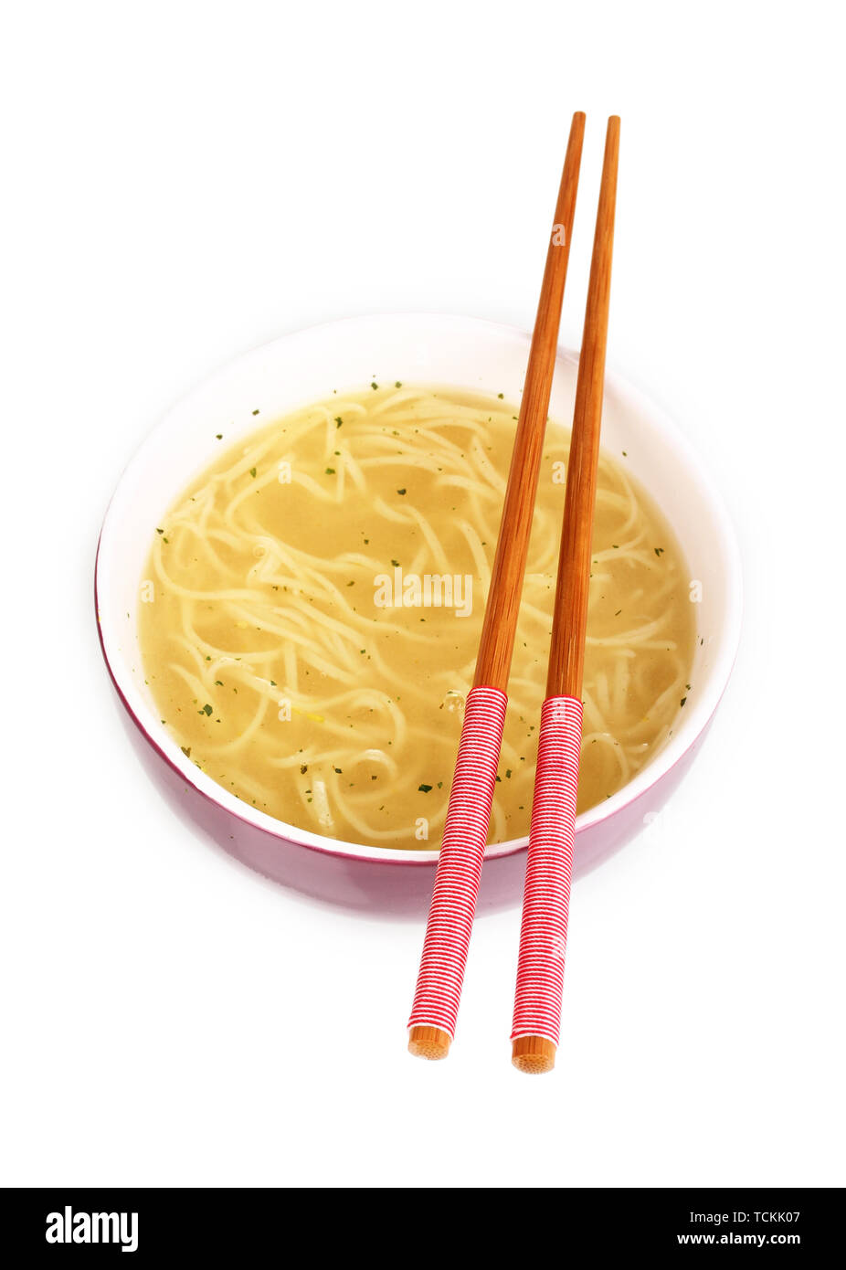 asian noodles in bowl isolated on white Stock Photo - Alamy