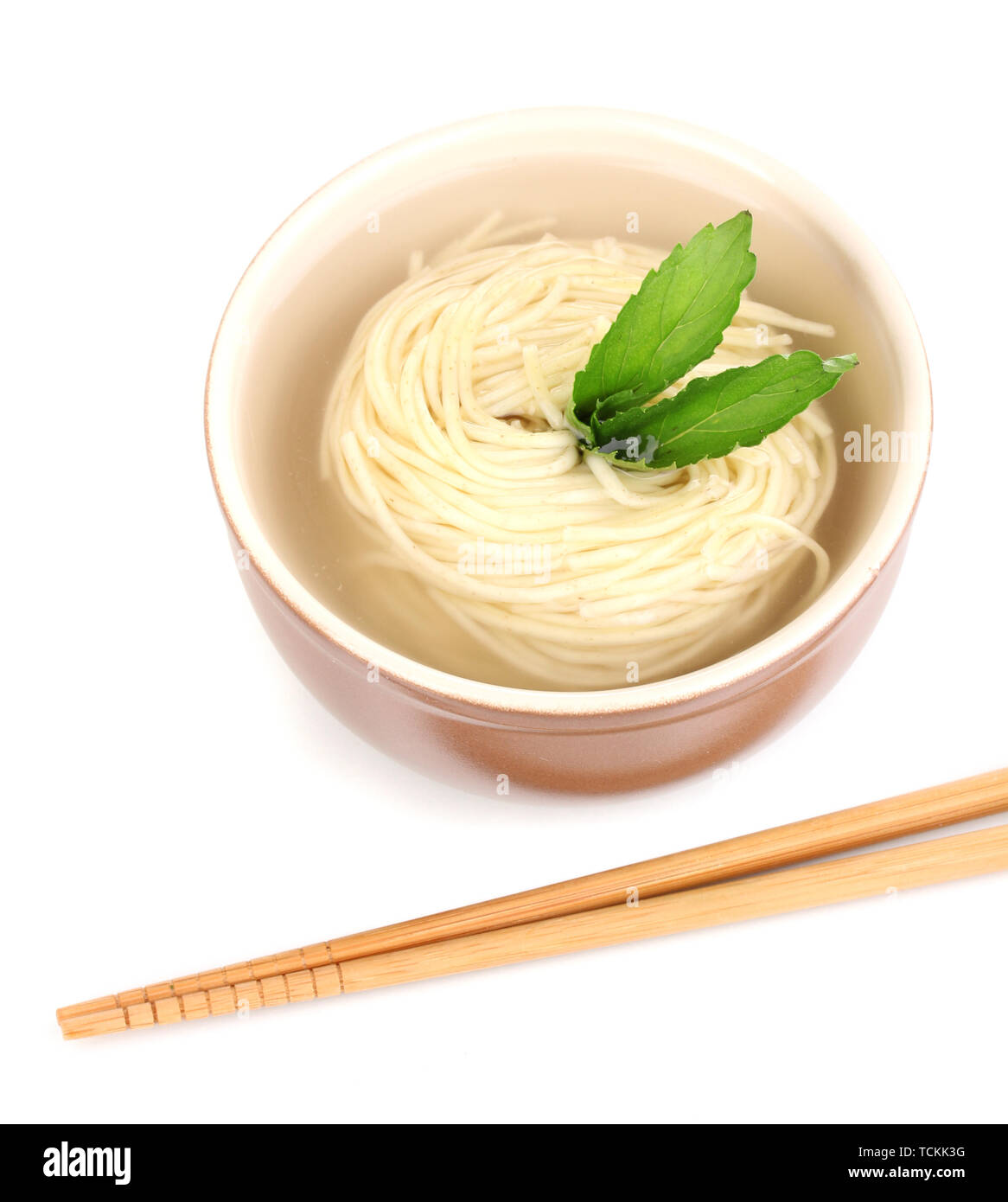 asian noodles in bowl isolated on white Stock Photo - Alamy