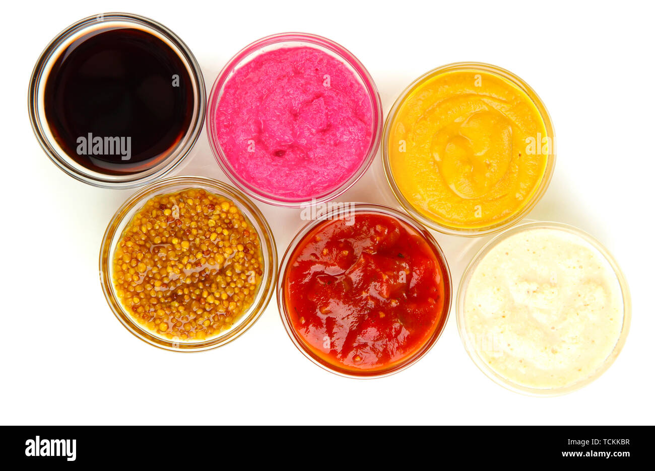 various sauces isolated on white Stock Photo - Alamy