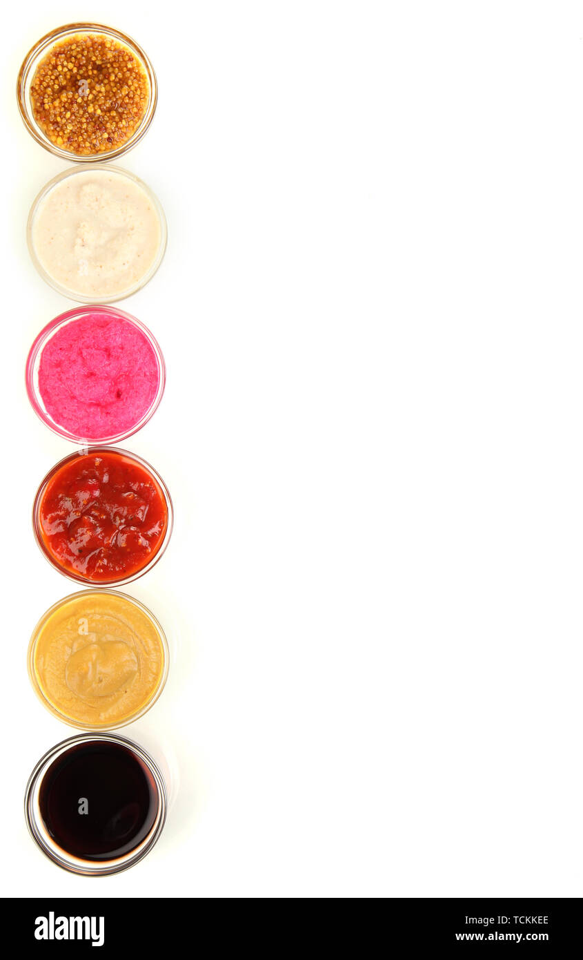 various sauces isolated on white Stock Photo - Alamy