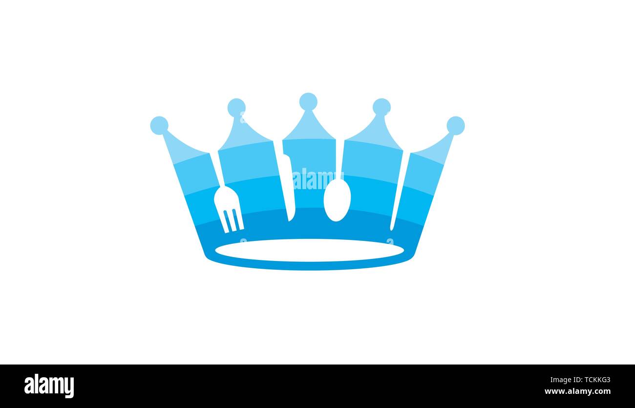 King Crown Blue Food Logo Design Illustration Stock Vector Image & Art ...