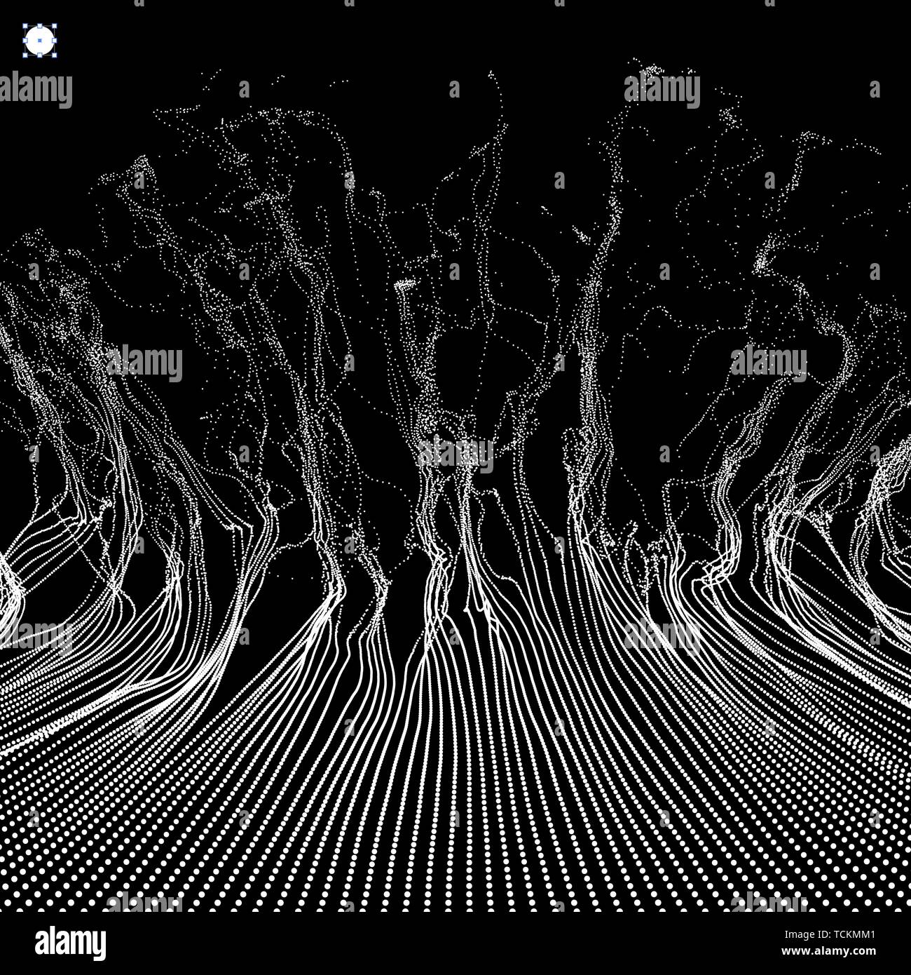 Array with Dynamic Emitted Particles. Water Splash Imitation. Abstract Background. Vector ...