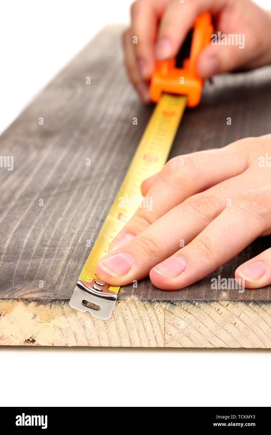 measuring wooden board close-up Stock Photo - Alamy