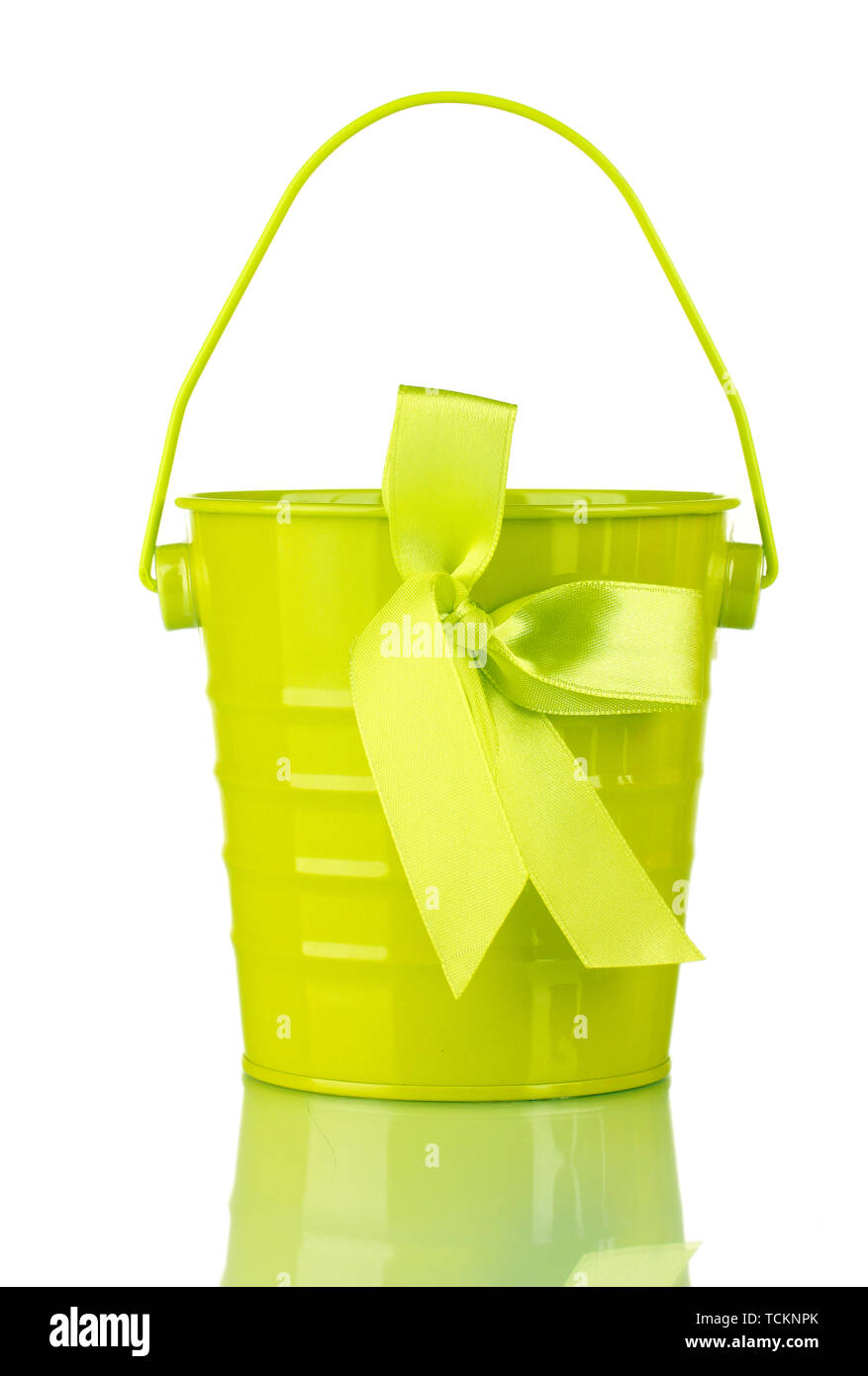 Bright green bucket isolated on white Stock Photo - Alamy