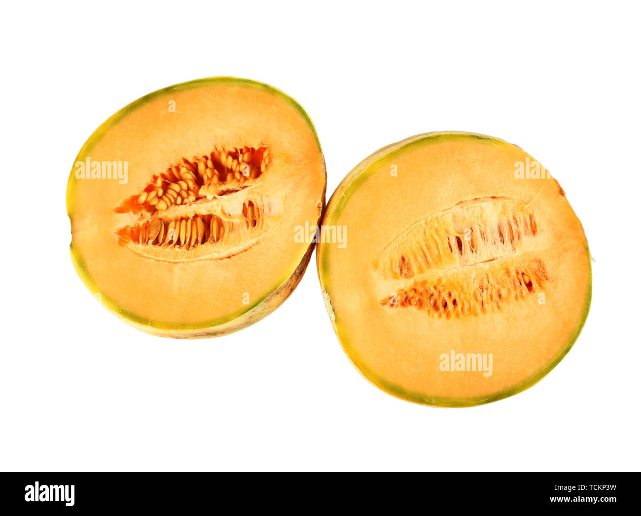 cut melon isolated on white Stock Photo - Alamy