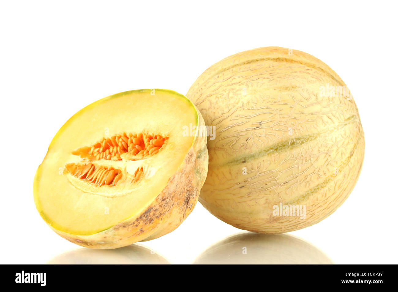 cut melon isolated on white Stock Photo - Alamy