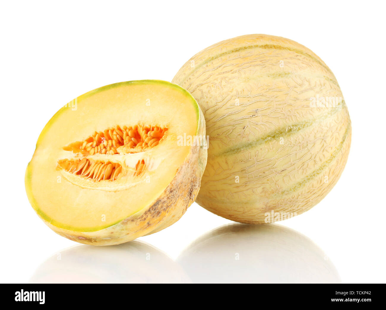 cut melon isolated on white Stock Photo - Alamy