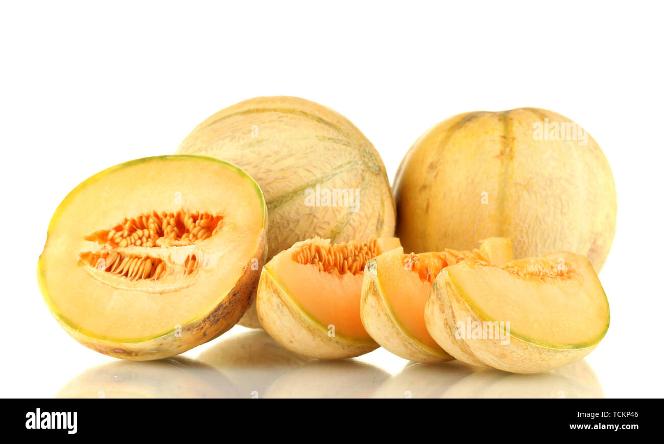 cut melon isolated on white Stock Photo - Alamy
