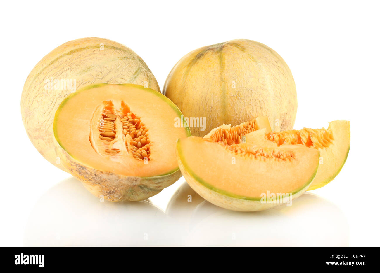 cut melon isolated on white Stock Photo - Alamy