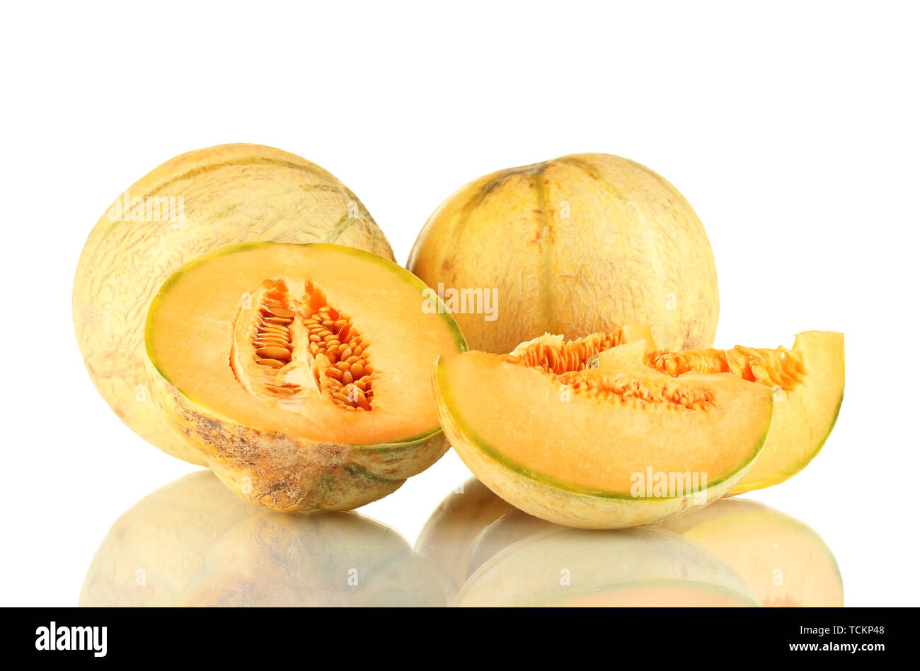 cut melon isolated on white Stock Photo - Alamy