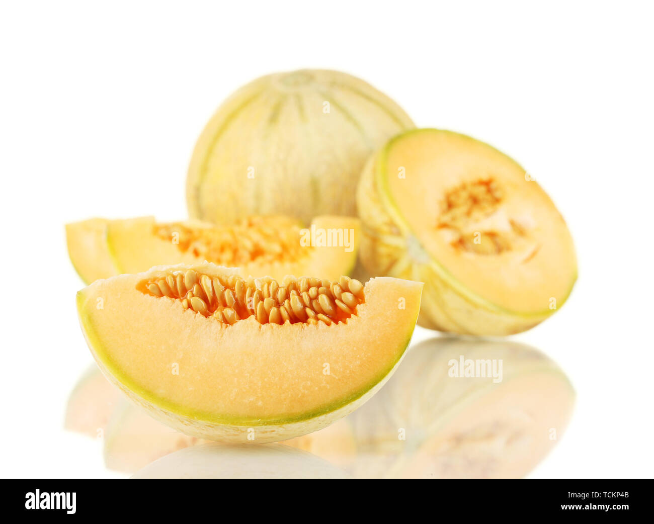 cut melon isolated on white Stock Photo - Alamy