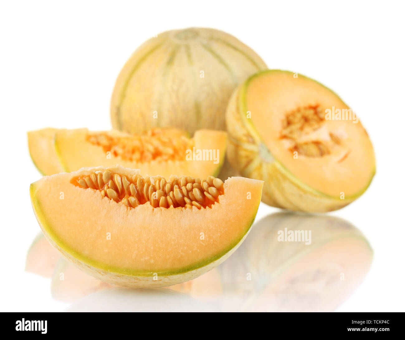 cut melon isolated on white Stock Photo - Alamy