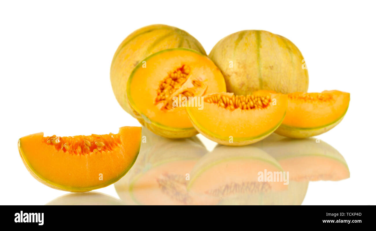 cut melon isolated on white Stock Photo - Alamy