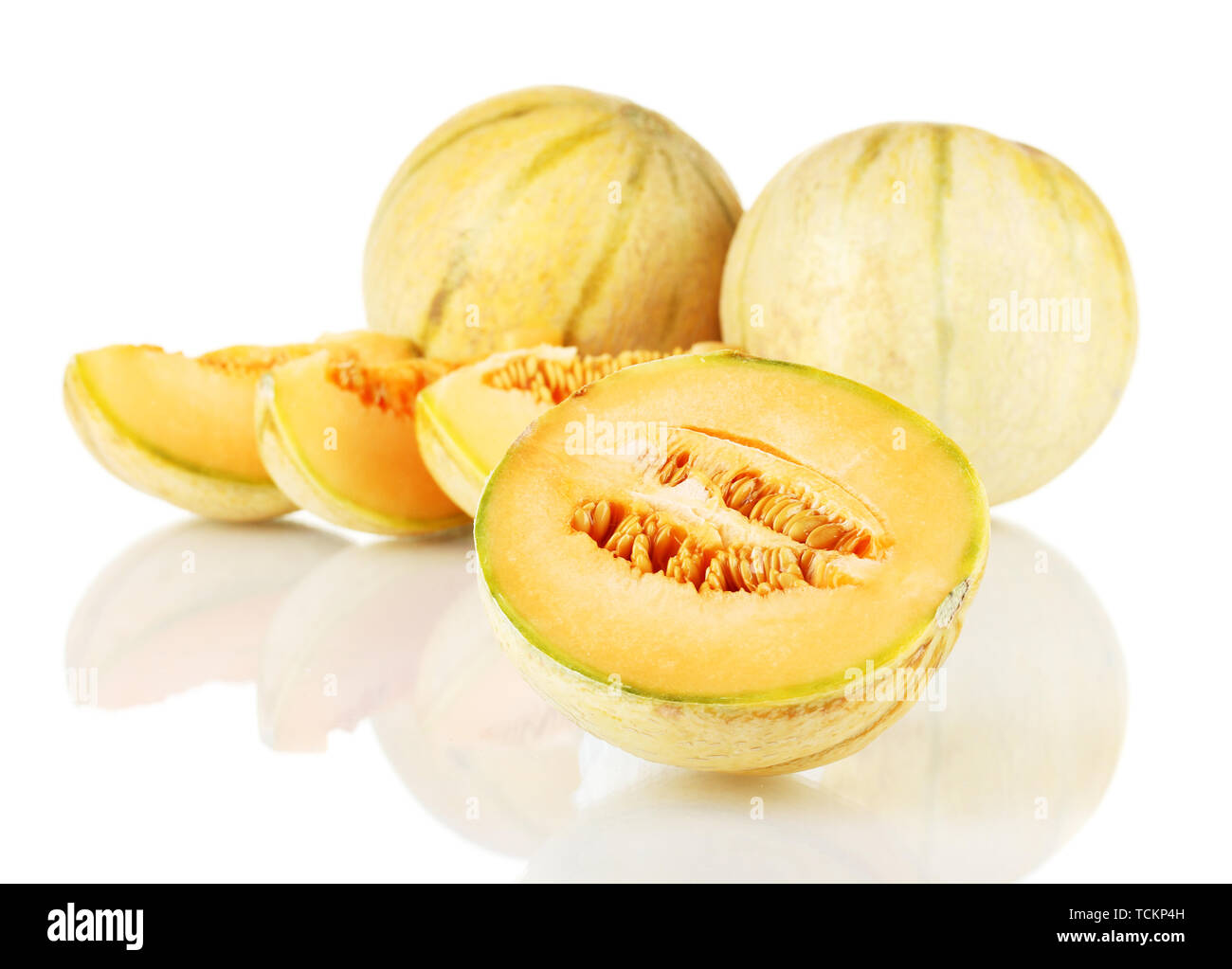 cut melon isolated on white Stock Photo - Alamy