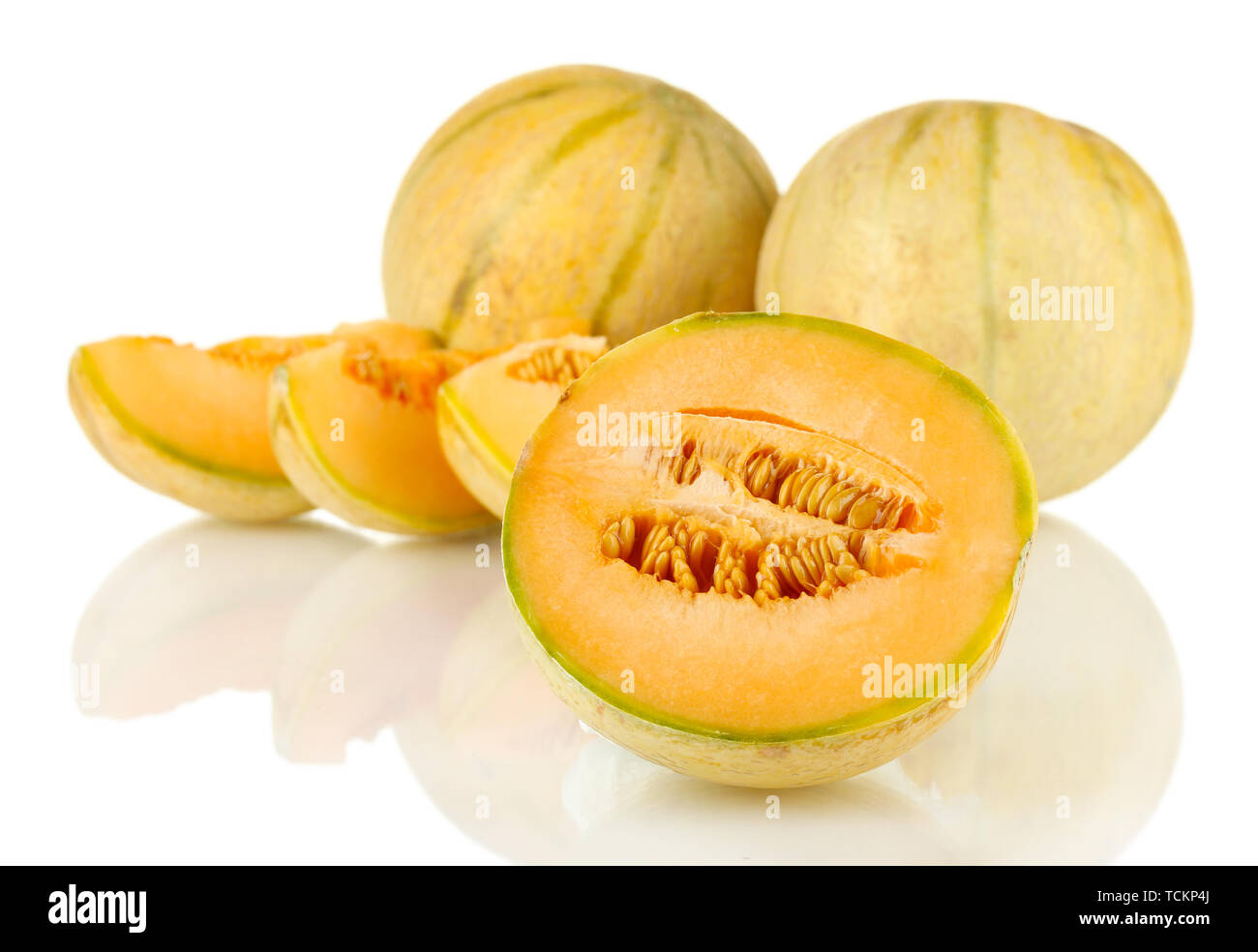 cut melon isolated on white Stock Photo - Alamy