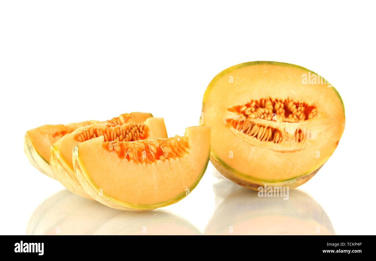 cut melon isolated on white Stock Photo - Alamy