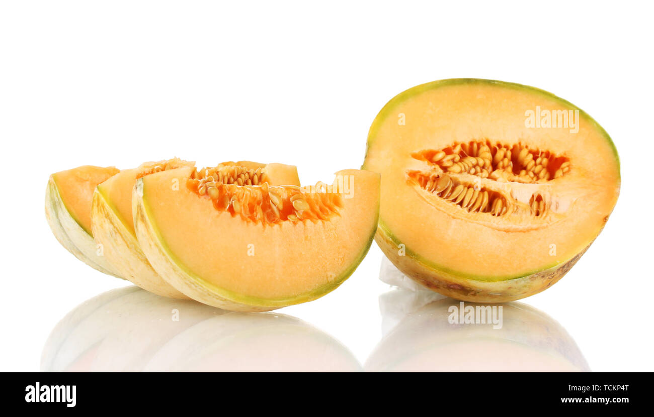 cut melon isolated on white Stock Photo - Alamy