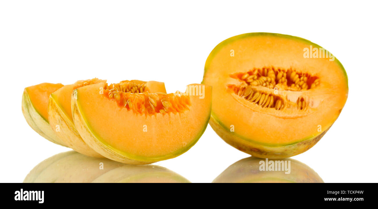 cut melon isolated on white Stock Photo - Alamy