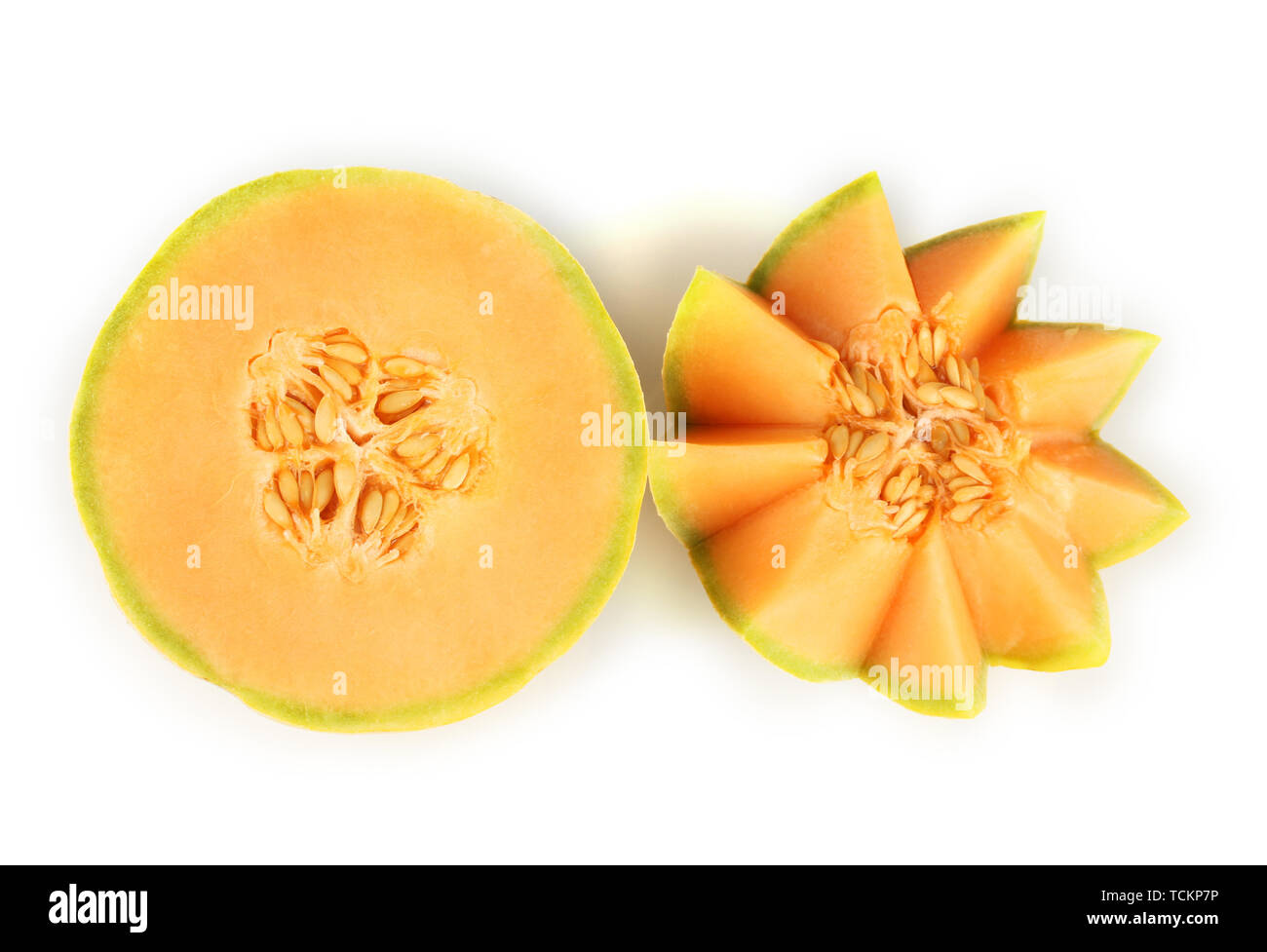cut melon isolated on white Stock Photo - Alamy