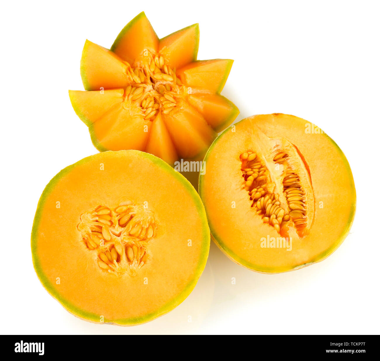 cut melon isolated on white Stock Photo - Alamy