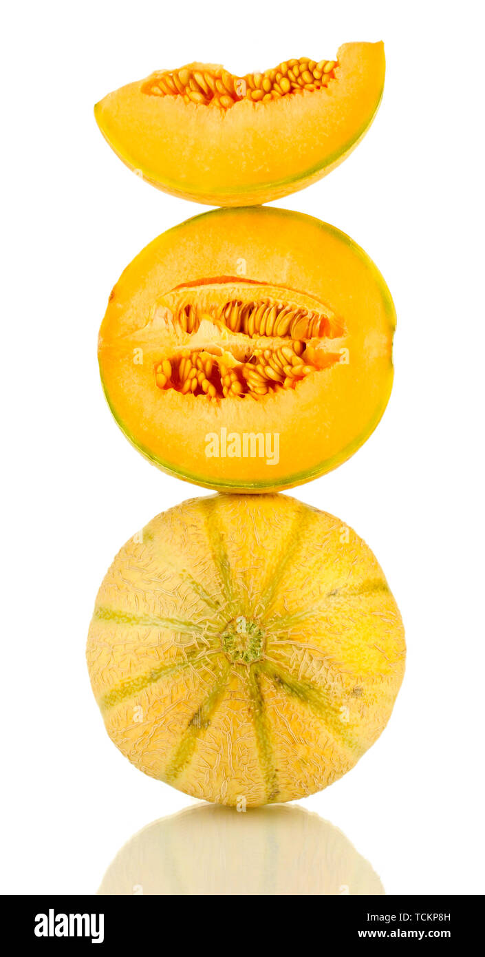 cut melon isolated on white Stock Photo - Alamy