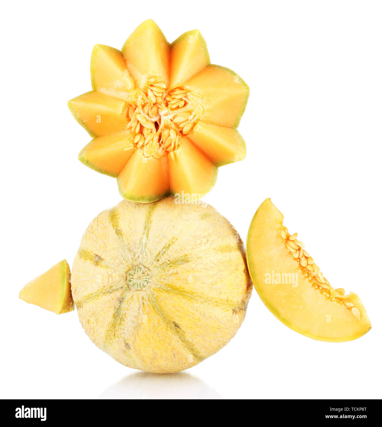 cut melon isolated on white Stock Photo - Alamy