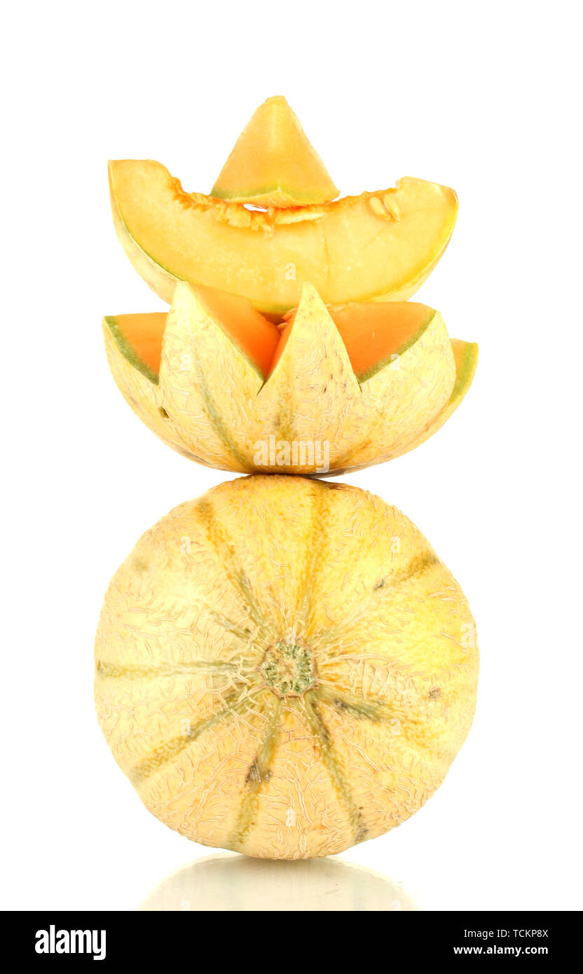cut melon isolated on white Stock Photo - Alamy