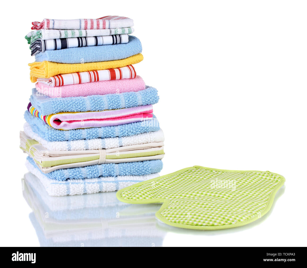 Kitchen towels isolated on white background Stock Photo - Alamy