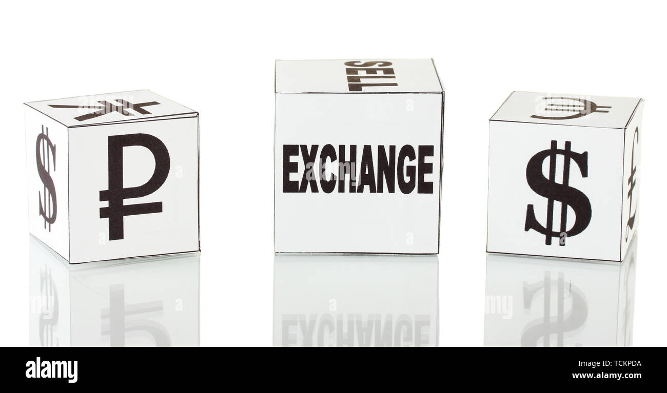 forex. currency in the white dices on white background Stock Photo - Alamy