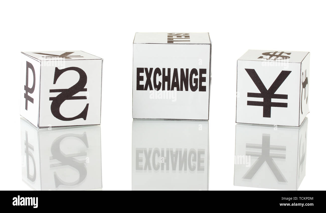 forex. currency in the white dices on white background Stock Photo - Alamy