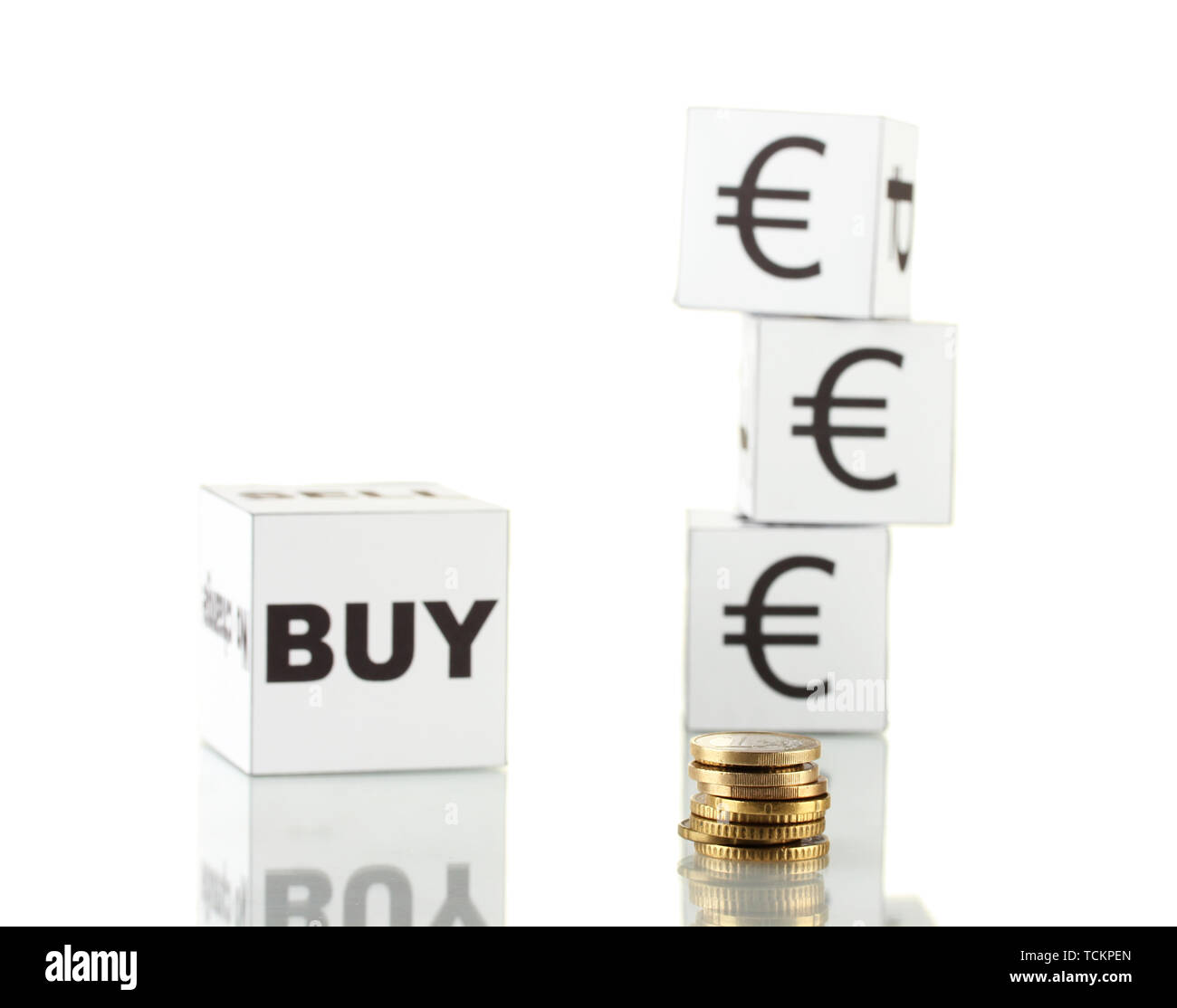 forex. currency in the white dices on white background Stock Photo - Alamy