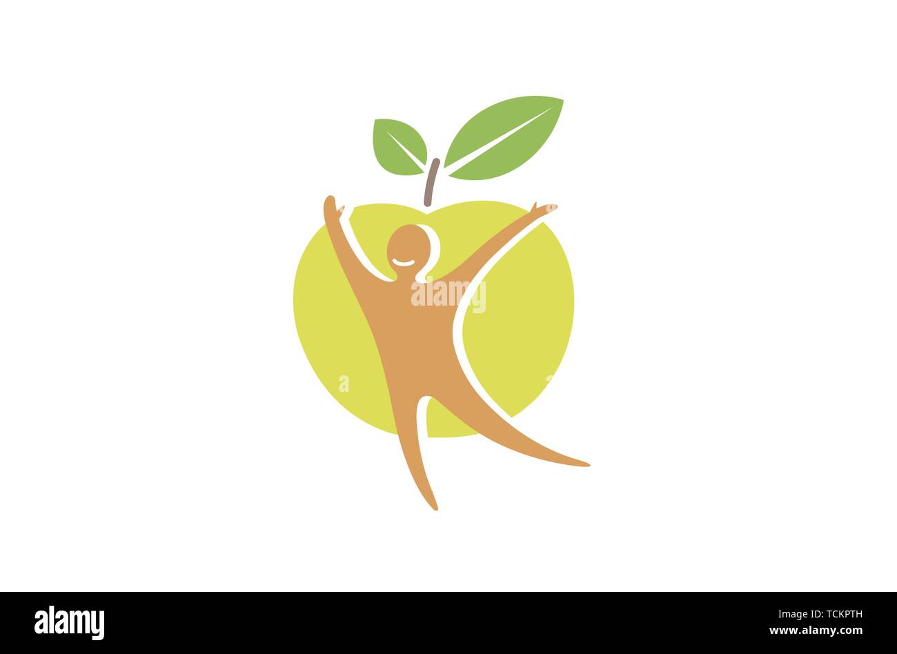 Creative Green Apple Healthy Body Logo Design Illustration Stock Vector ...