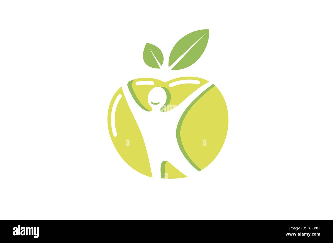 Creative Green Apple Healthy Body Logo Design Illustration Stock Vector ...