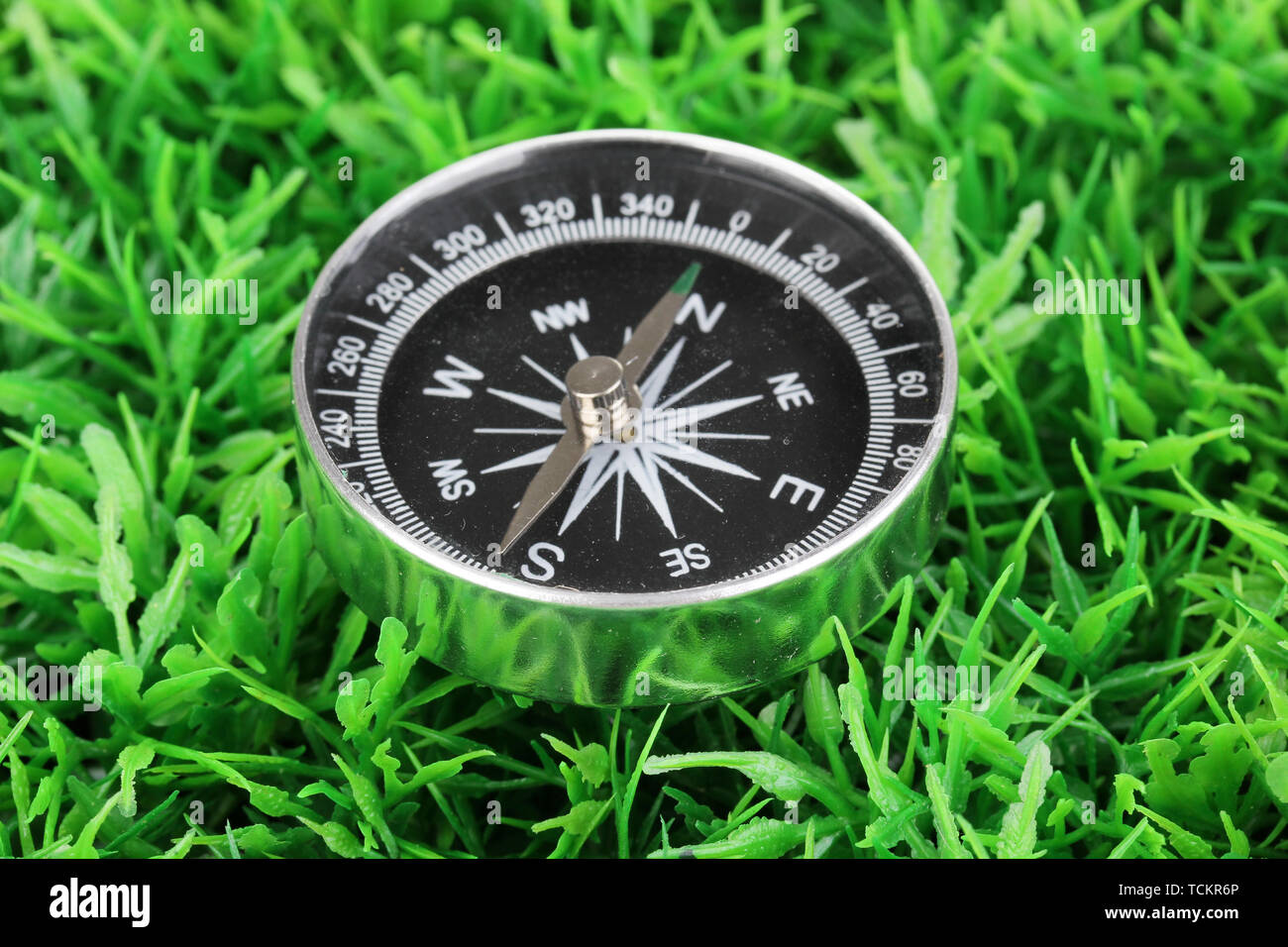 compass on green grass Stock Photo - Alamy