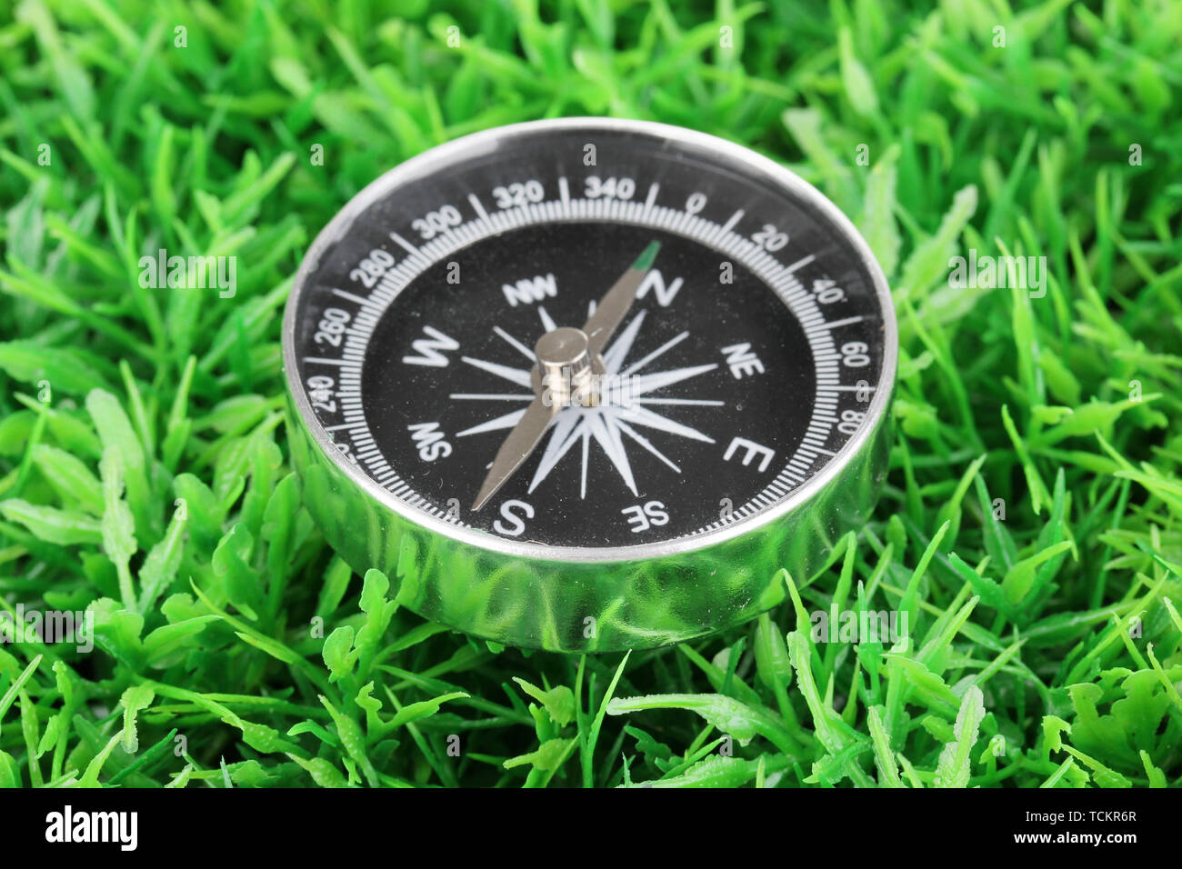compass on green grass Stock Photo - Alamy