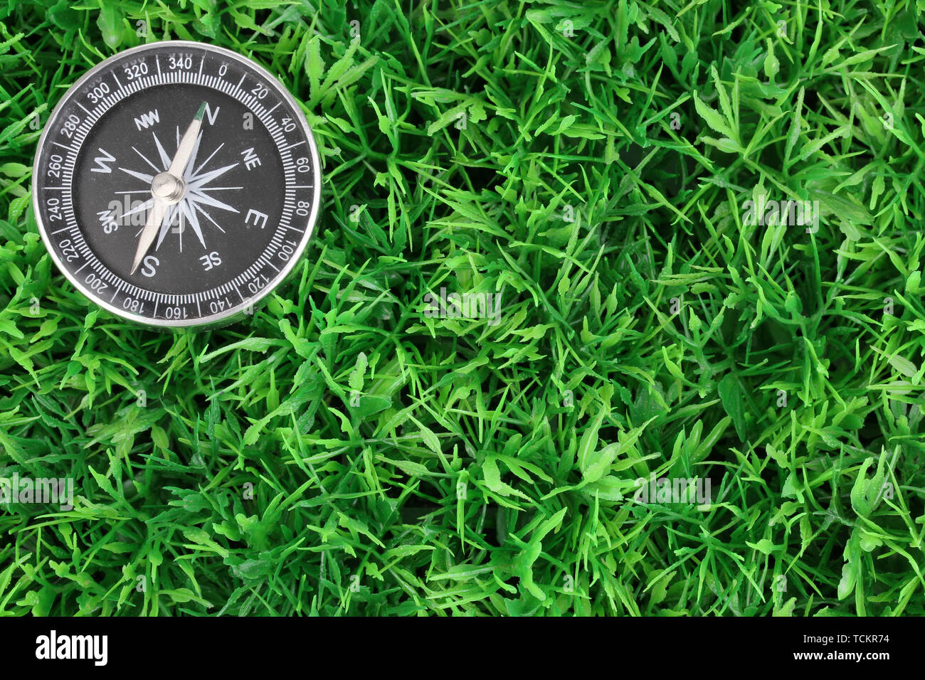 compass on green grass Stock Photo - Alamy