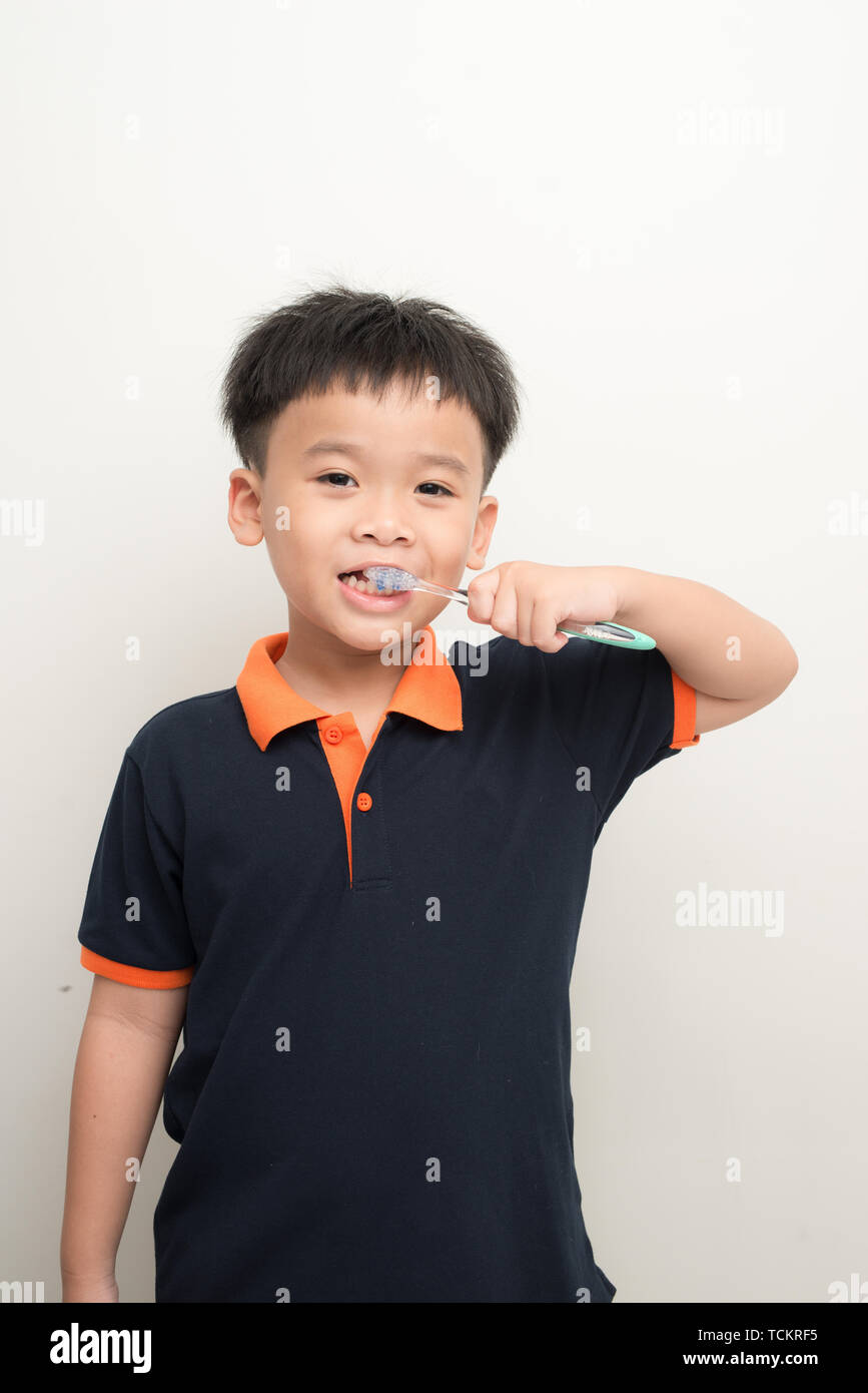 Handsome Young Boy Brushing Teeth Stock Photo - Alamy