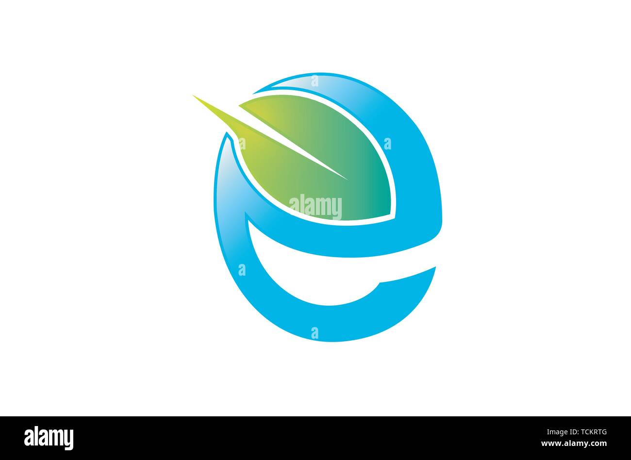 Green E Letter Leaf Blue Logo Symbol Design Illustration Stock Vector ...