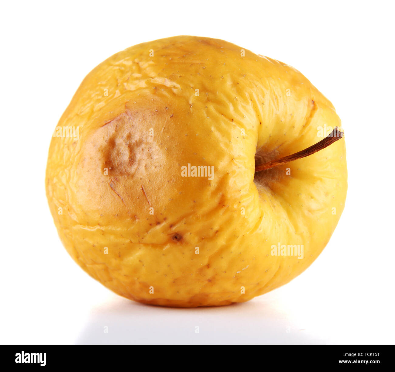 Yellow apple as problem skin concept, isolated on white Stock Photo - Alamy