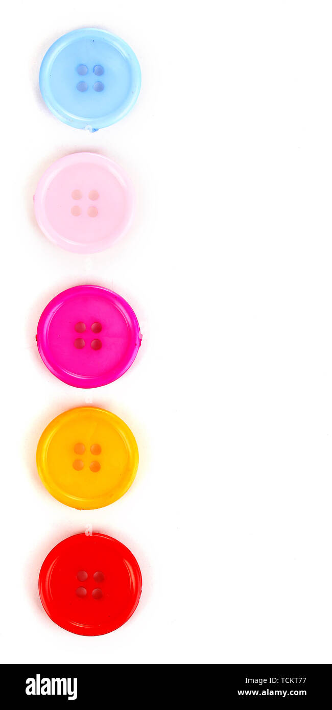 Colorful sewing buttons isolated on white Stock Photo - Alamy