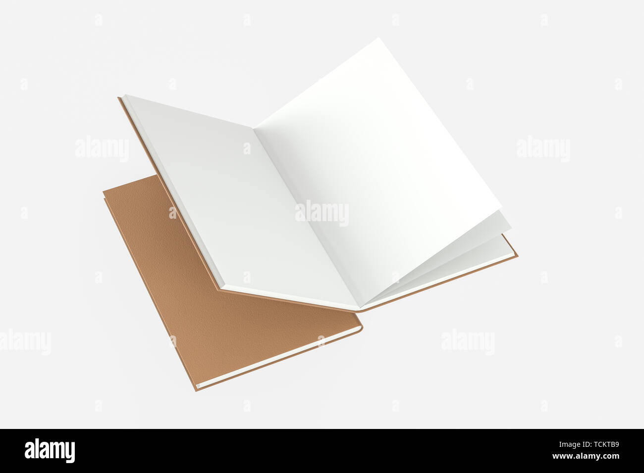 The brown blank opening notebook background, 3d rendering. Computer ...