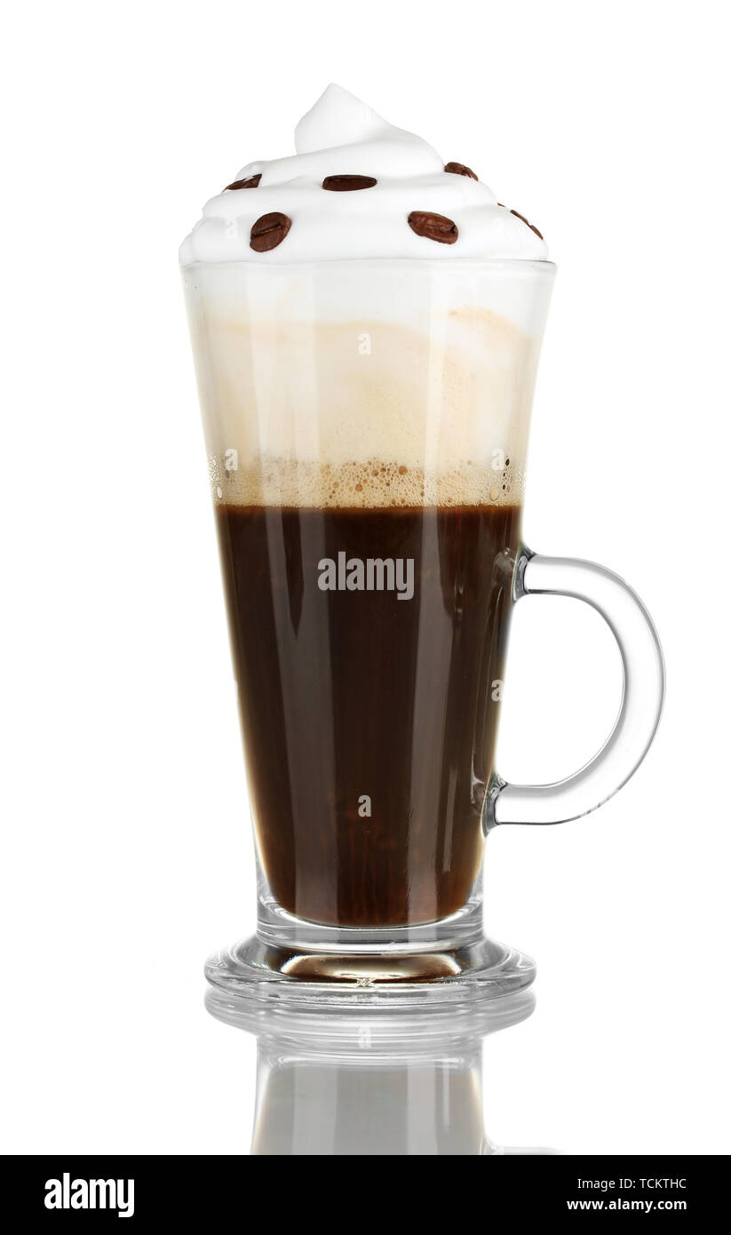 glass of fresh coffee cocktail isolated on white Stock Photo - Alamy