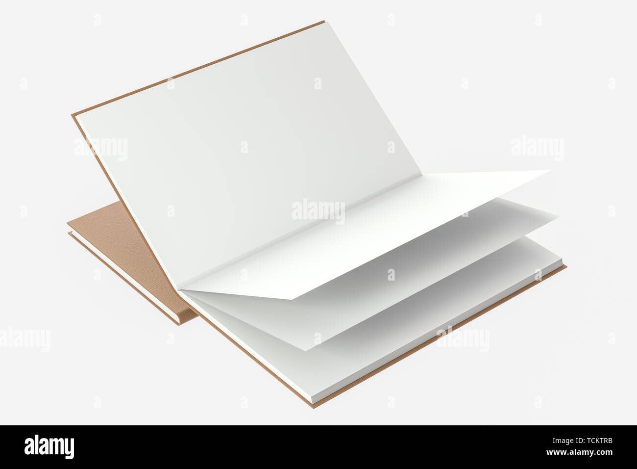The brown blank opening notebook background, 3d rendering. Computer ...