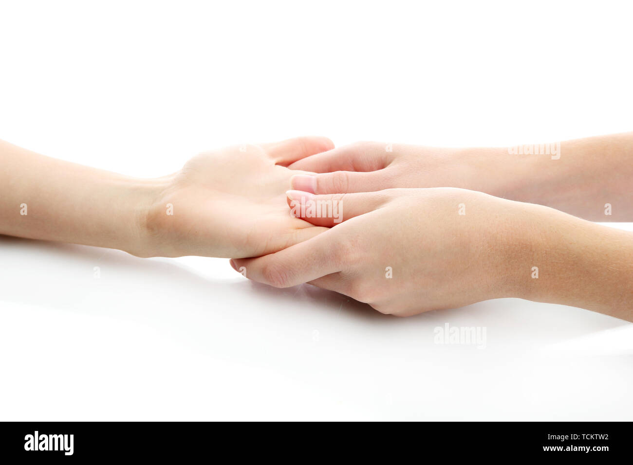 Hand massage, isolated on white Stock Photo - Alamy