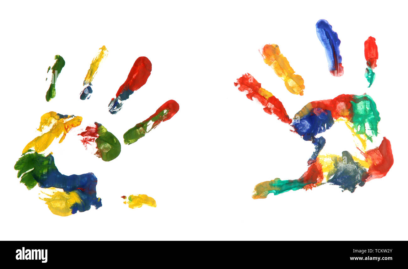 Color hands print, isolated on white Stock Photo - Alamy