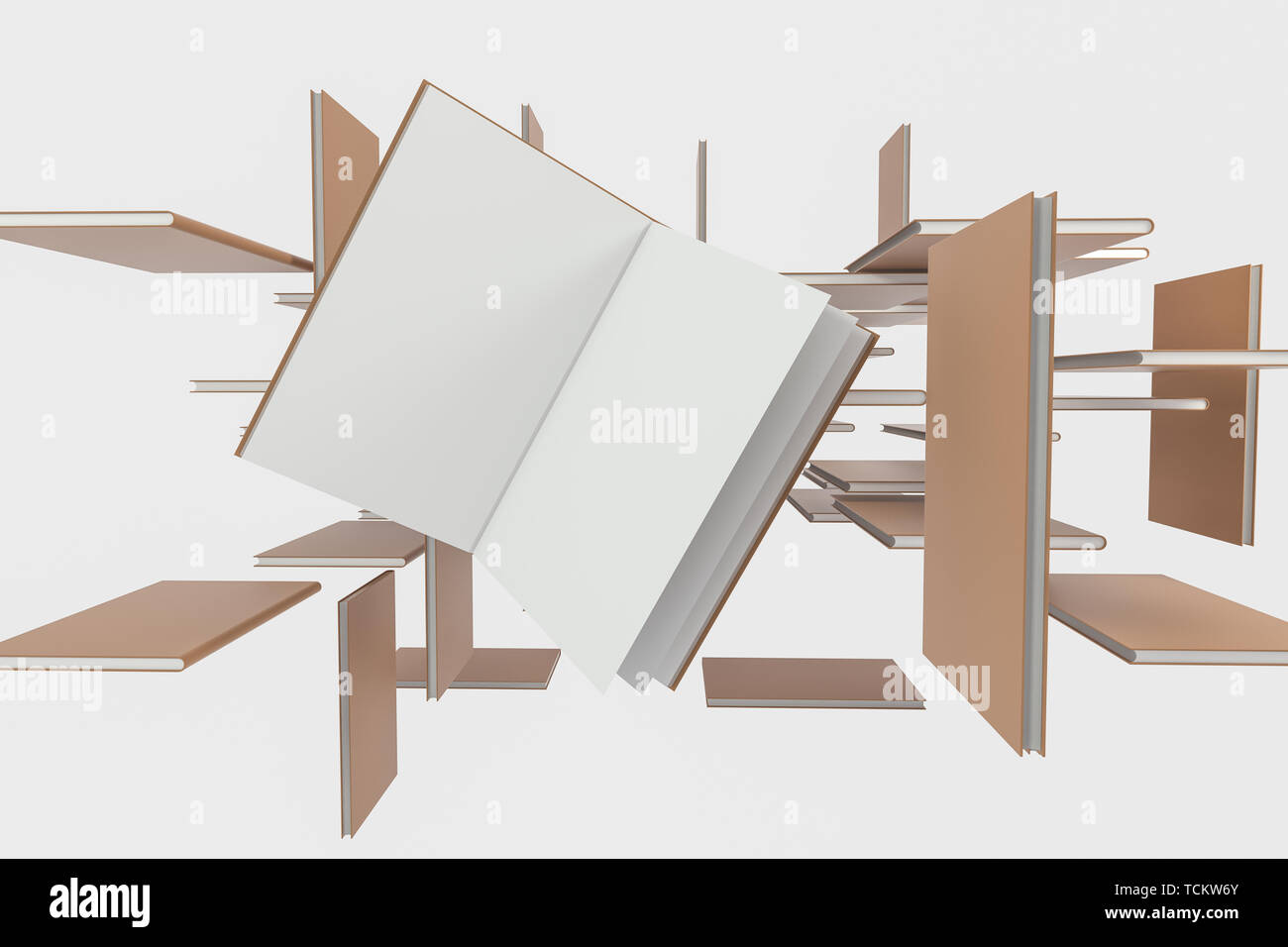 The brown blank opening notebook background, 3d rendering. Computer ...