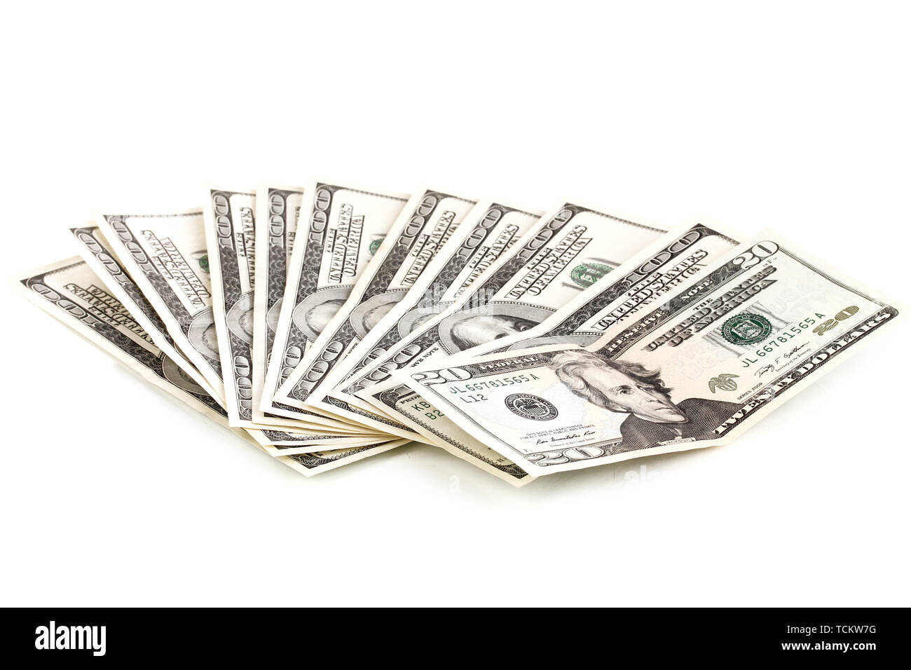 pack of dollars isolated on white Stock Photo - Alamy